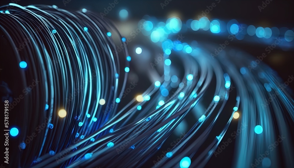 Fiber optic cable runs, data connections, connections, luminous ...