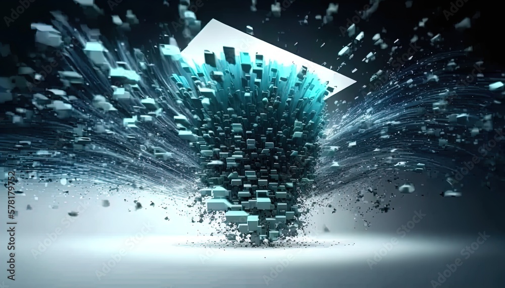 Tornado of digital disruption and innovation full of data particles ...