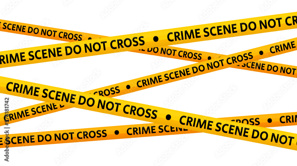 Crime scene do not cross tapes. Crossed yellow and black caution ...