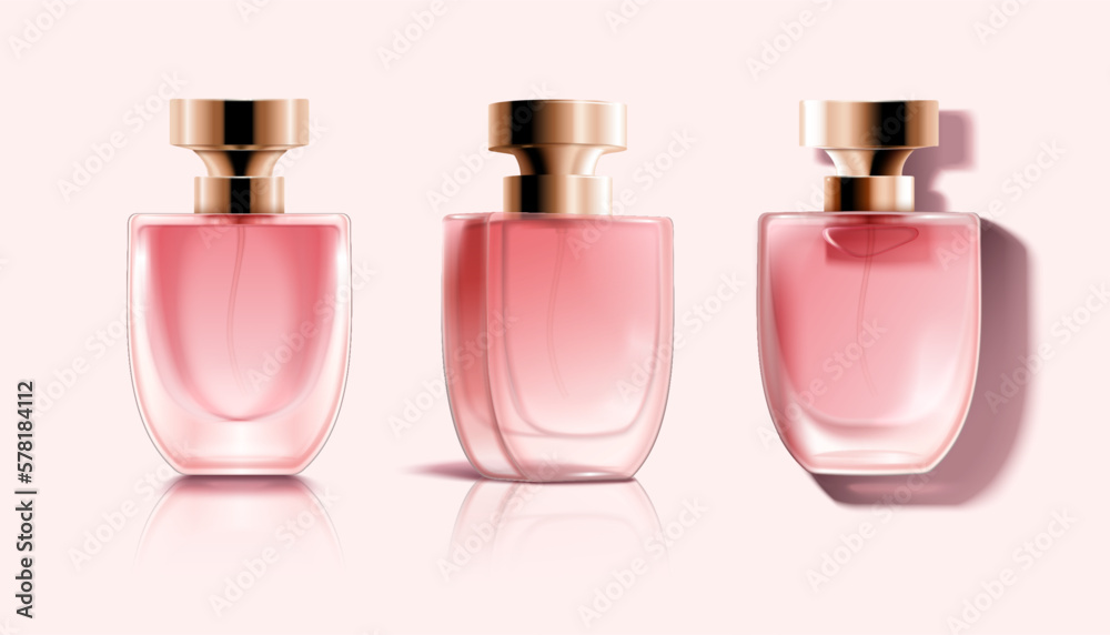 Pink perfume spray bottle mockups Stock Vector | Adobe Stock