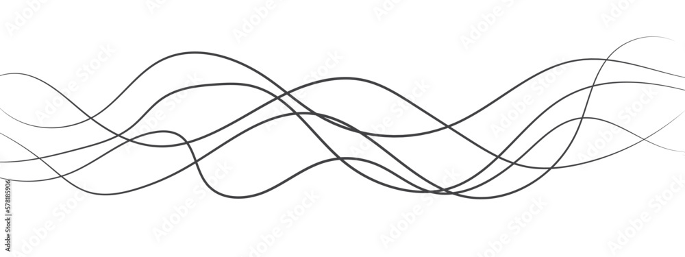 Abstract wavy black curved line on transparent background. Stock Vector ...