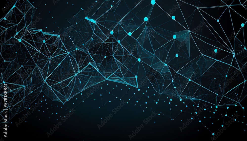 Generative AI abstract polygonal vector background with connecting dots ...