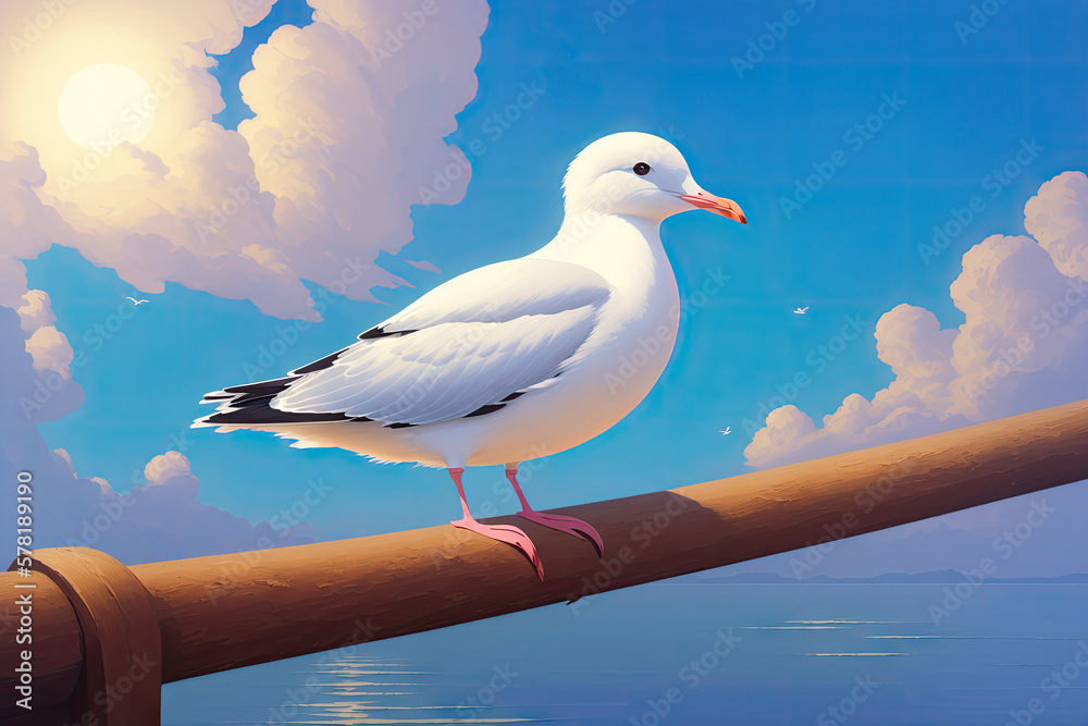 Cartoonish atlantic seabird, seagull. Sea Gull, bird in a cartoon style ...