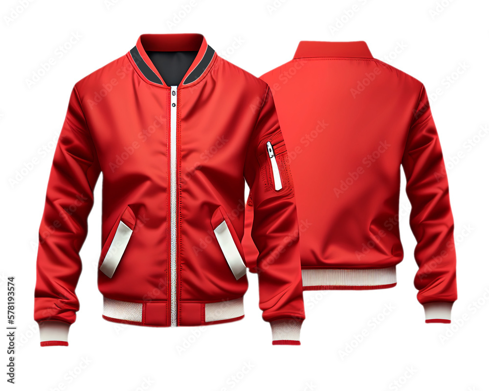 Cool jacket in red color with isolated transparent background, perfect ...