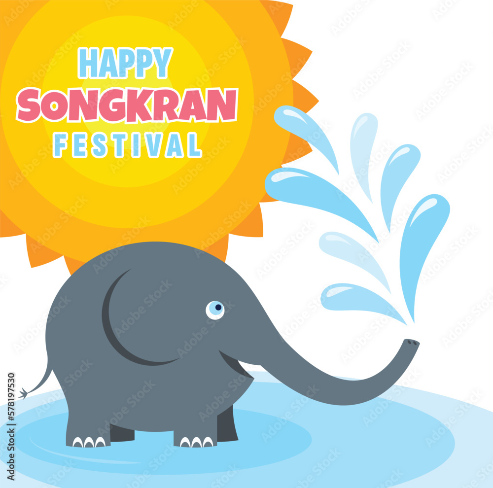 Happy Songkran festival day vector illustration. Songkran - water ...