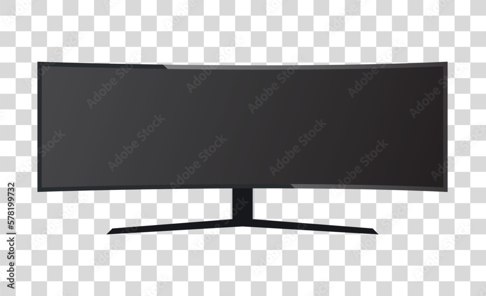 Ultra Curved Gaming screen lcd or oled. plasma realistic. White blank ...