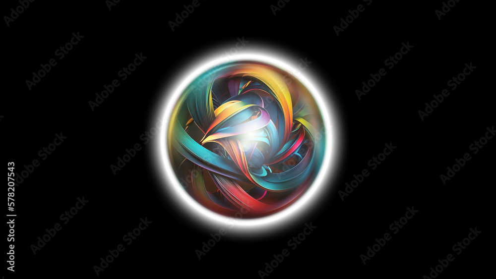 Computer AI voice recognition icon similar to Siri. Evolving spinning ...