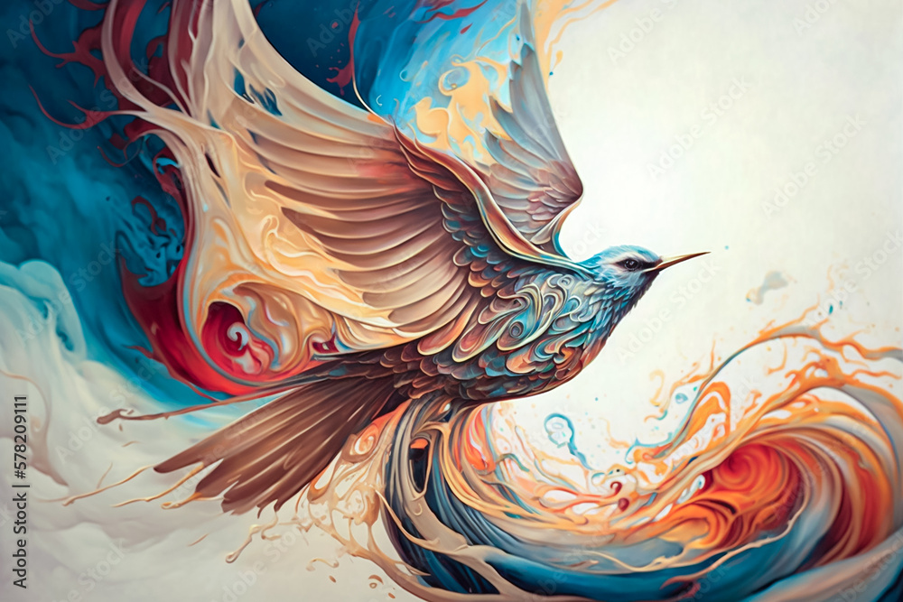 Abstract Flying Bird Art
