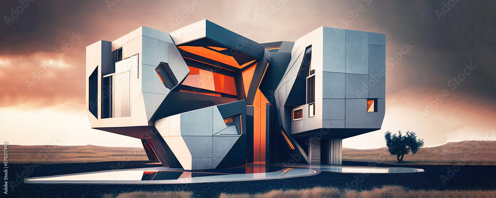 A ultra modern futuristic house. Gamer house. A modern multi-story ...