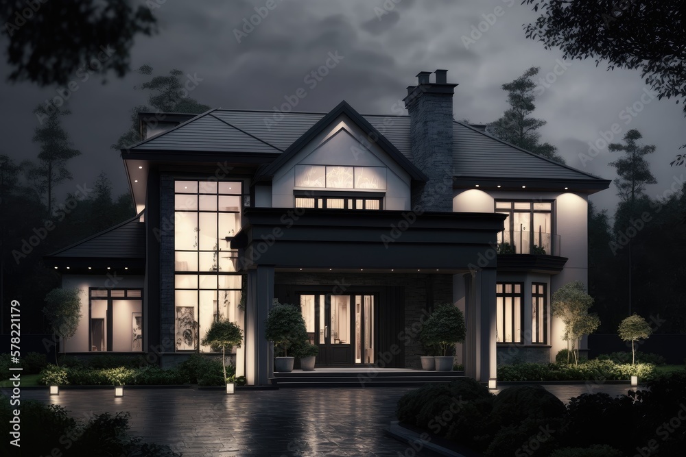 original architectural project modern house in light and dark tones ...