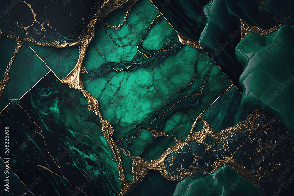 Emerald green and gold marble background. Invitation, card backdrop ...