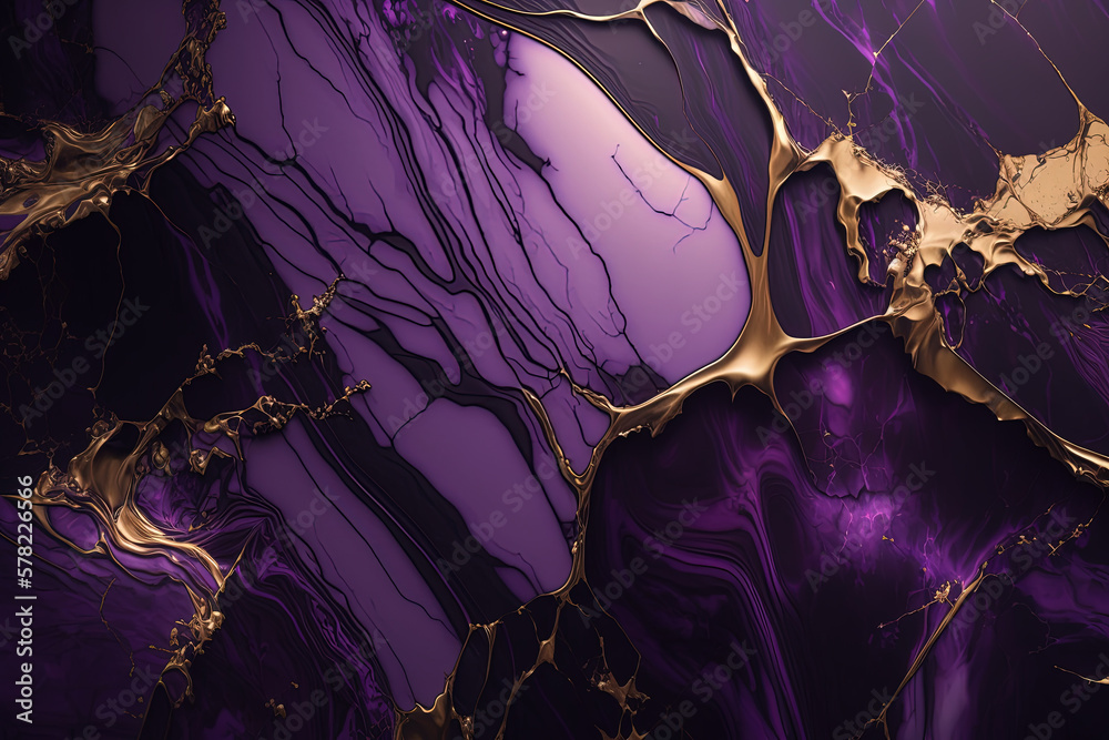 Abstract marble purple and gold background. Invitation backdrop. Ai ...