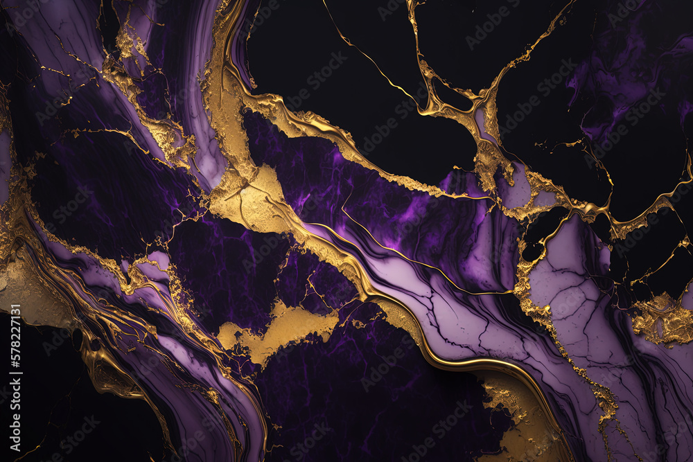 Abstract marble purple and gold background. Invitation backdrop. Ai ...