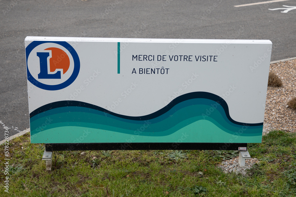 E.Leclerc logo brand and sign text of french hypermarket leclerc store ...