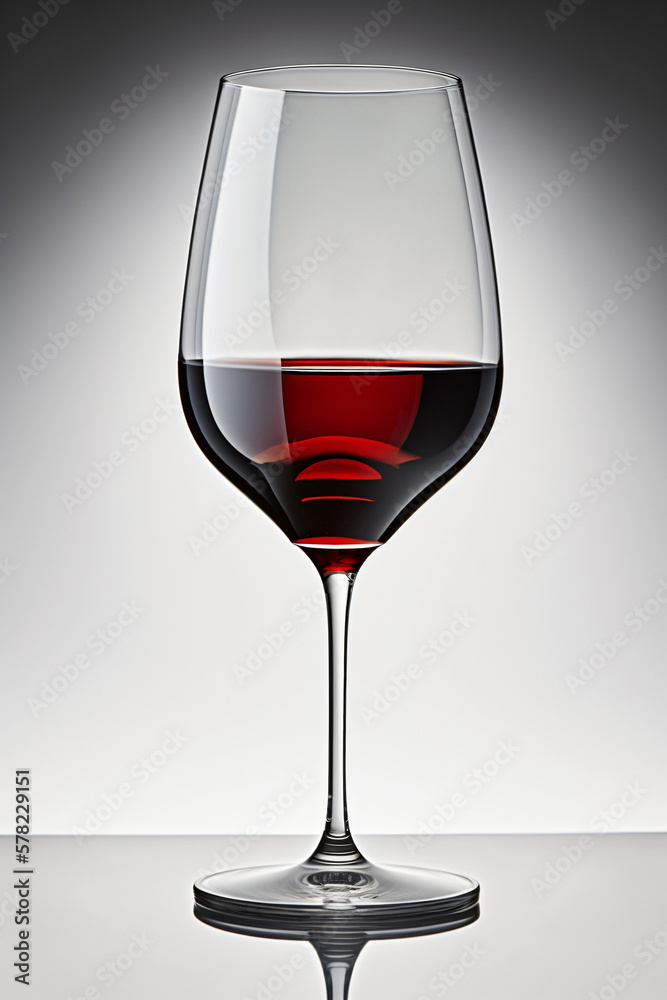 Verre de vin rouge, isolé sur un fon blanc, façon studio photo ...