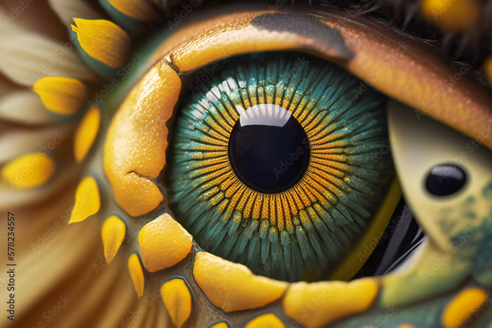 Extreme close-up of a multicolored lizard eye. Created with Generative ...