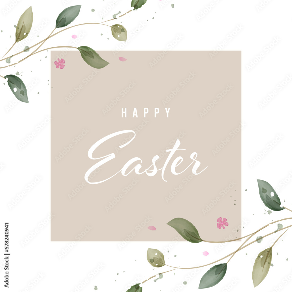 Happy easter greeting card in rustic style, vector illustration ...