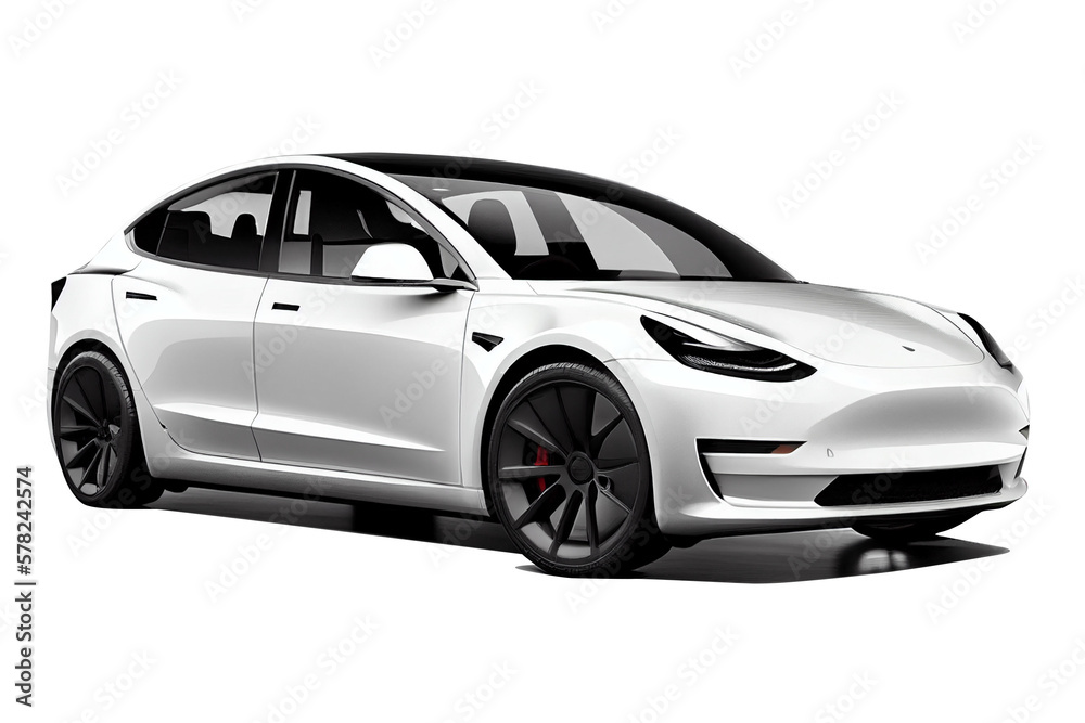 Electric car in concept, EV car isolated on white background, image ai ...