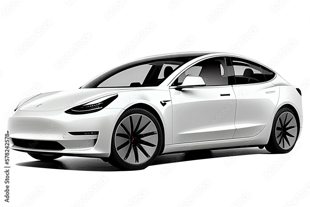 Electric car in concept, EV car isolated on white background, image ai ...