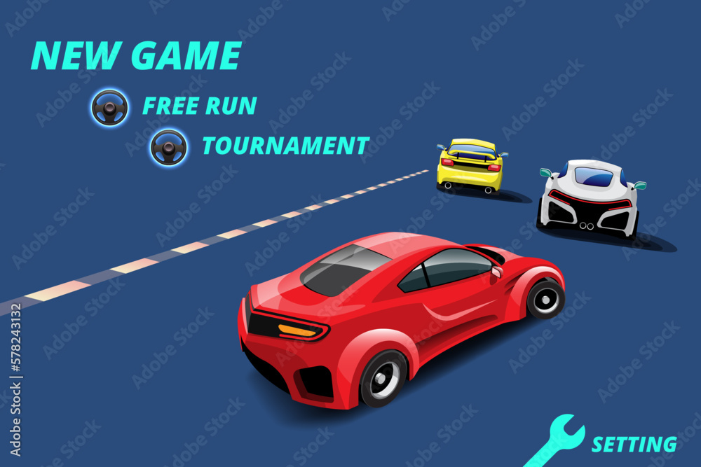 Vetor de When game start player can select racing car in game library ...