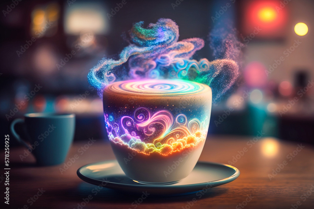 Tasse colorée avec boisson magique, féérique et enchantée - Générative ...