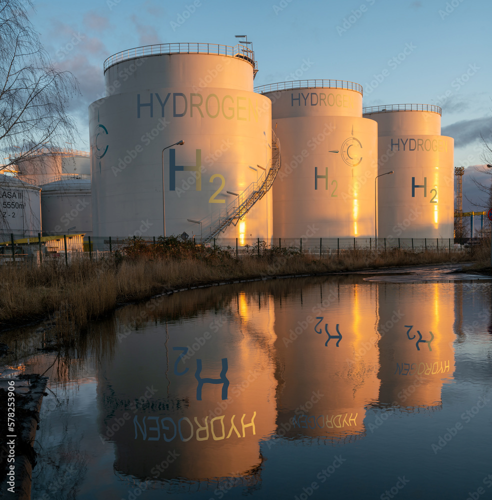 Poster Liquid hydrogen tanks-vision of the future.3d illustration ...