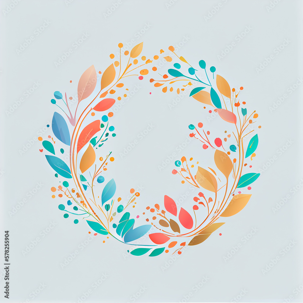 Spring color floral wreath background. Circle border for design and ...