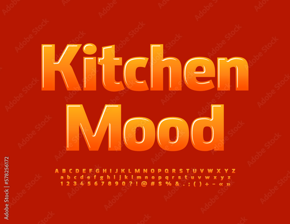 Vector creative concept Kitchen Mood with bright gradient Font. Stylish ...