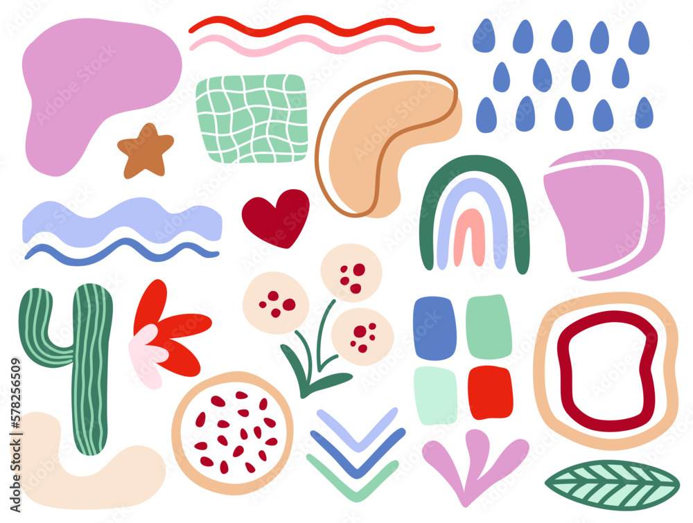 Set of hand drawn figures and doodles. Abstract modern trendy vector ...