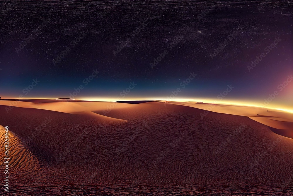 360 degree night desert landscape. Equirectangular projection ...