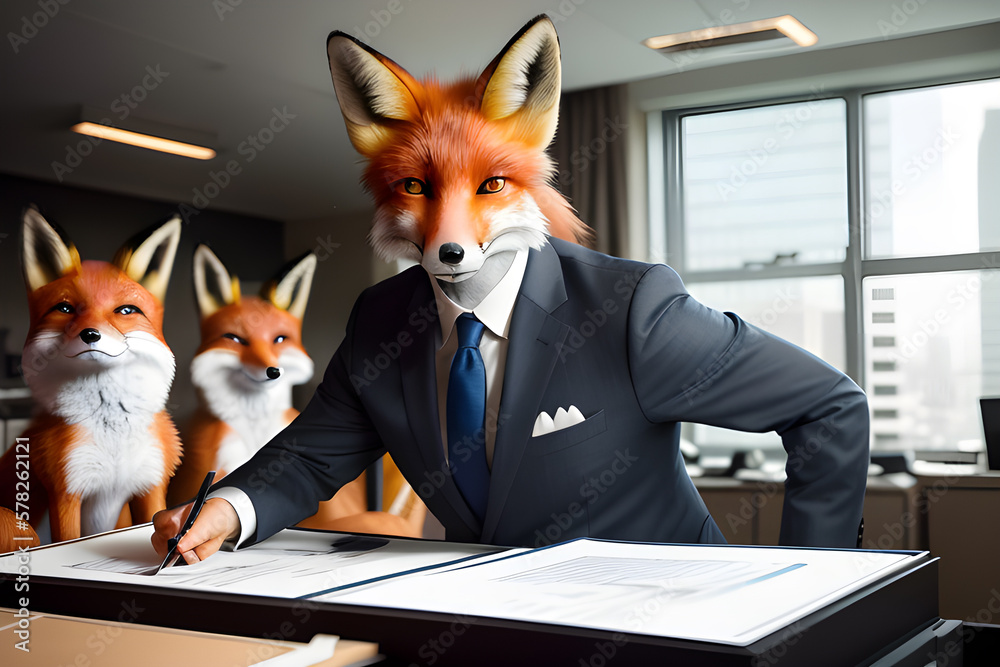 the crafty fox Boss wearing business suit , animal Business fantasy ...
