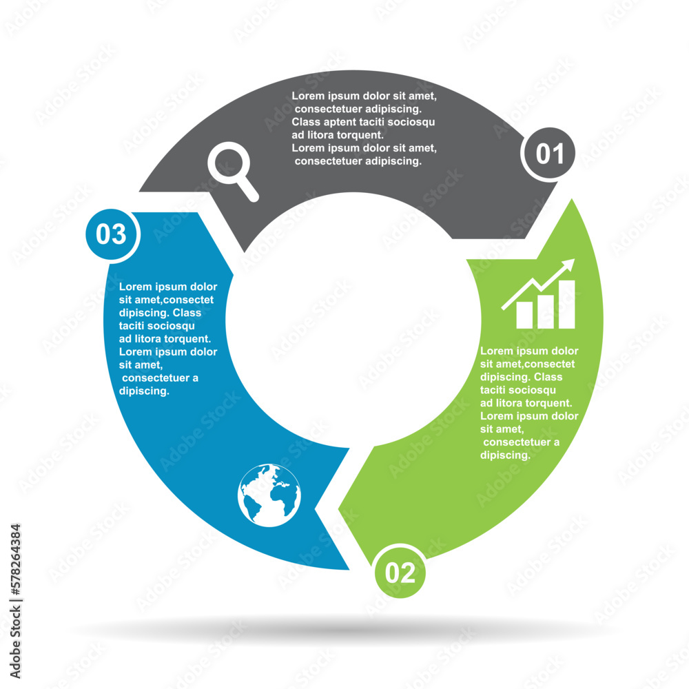 Chart infographic business template icon shadow, pie circle diagram ...