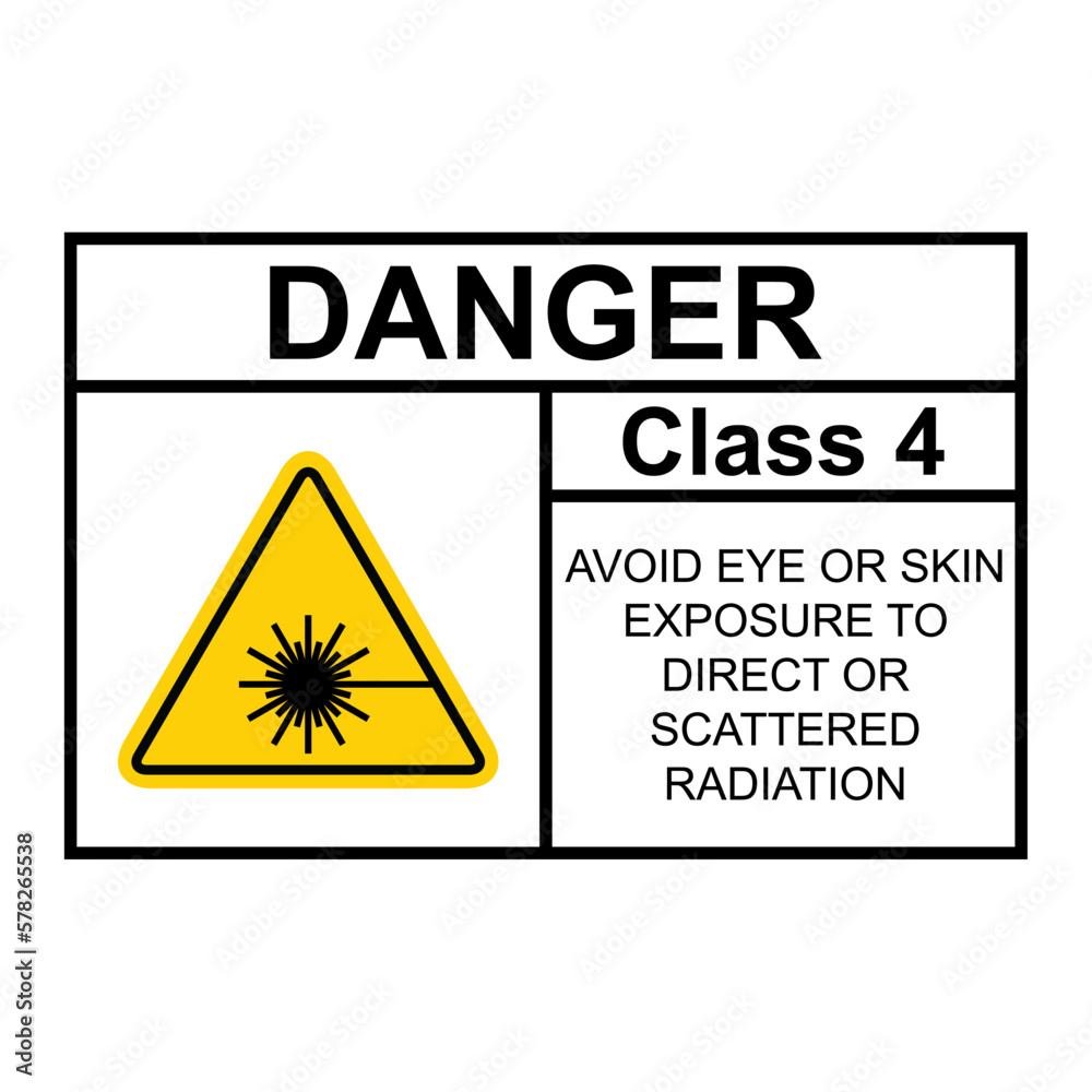 Laser radiation danger class 4 label icon, safety information symbol ...