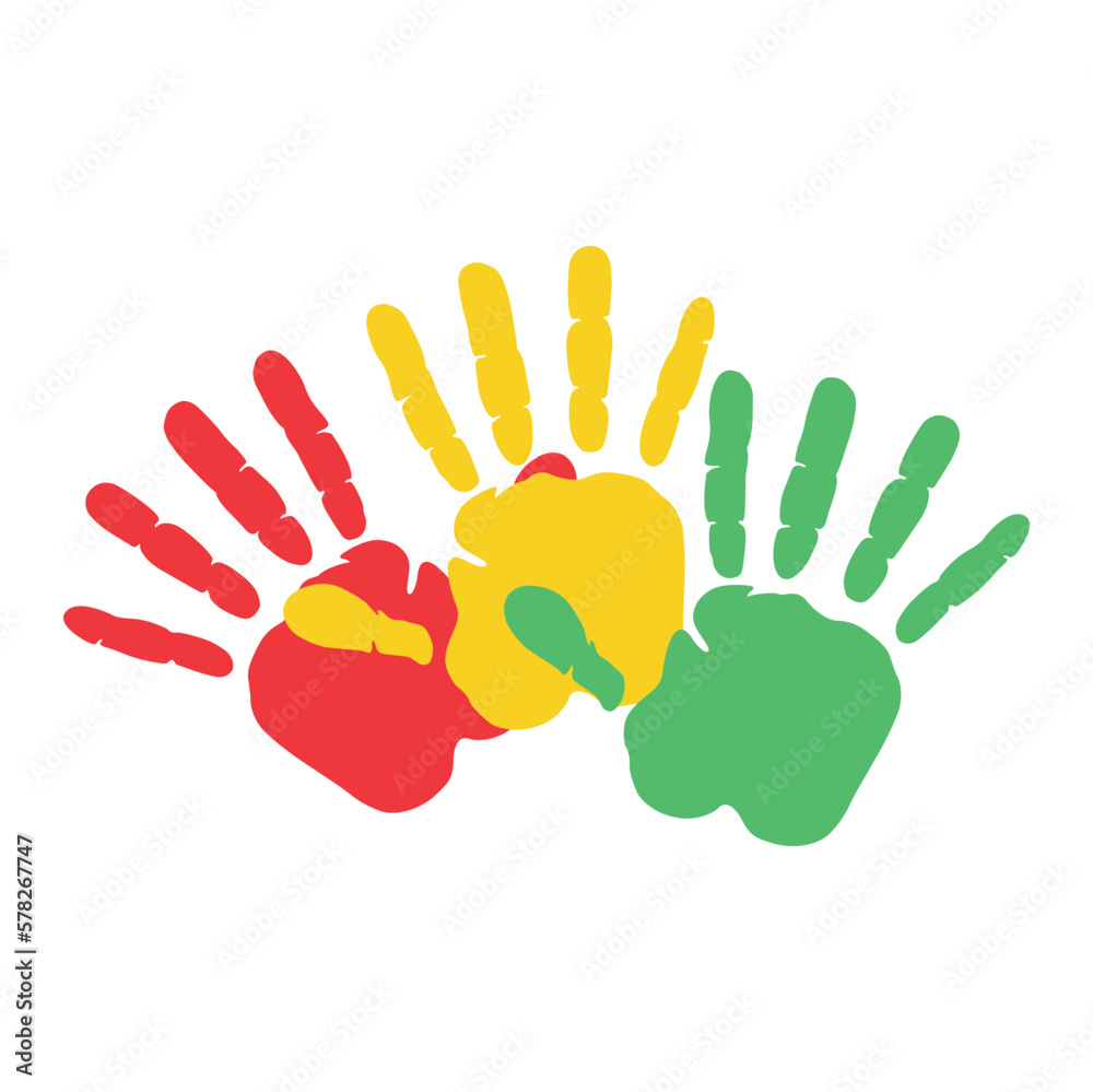 Colorful hand icons as petals of flower: happy community concept. This ...