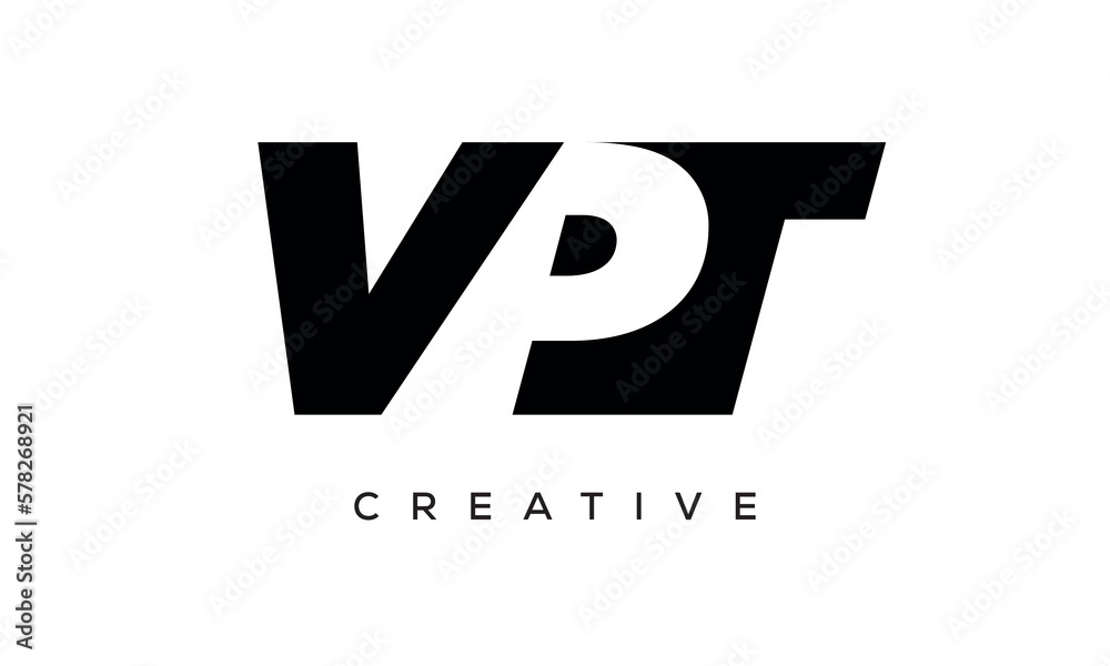 VPT letters negative space logo design. creative typography monogram ...