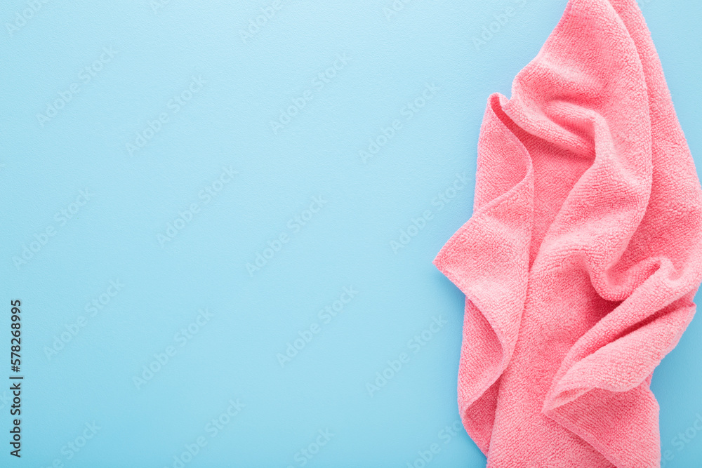 Pink wrinkled dry soft microfiber rag for different surfaces wiping on ...