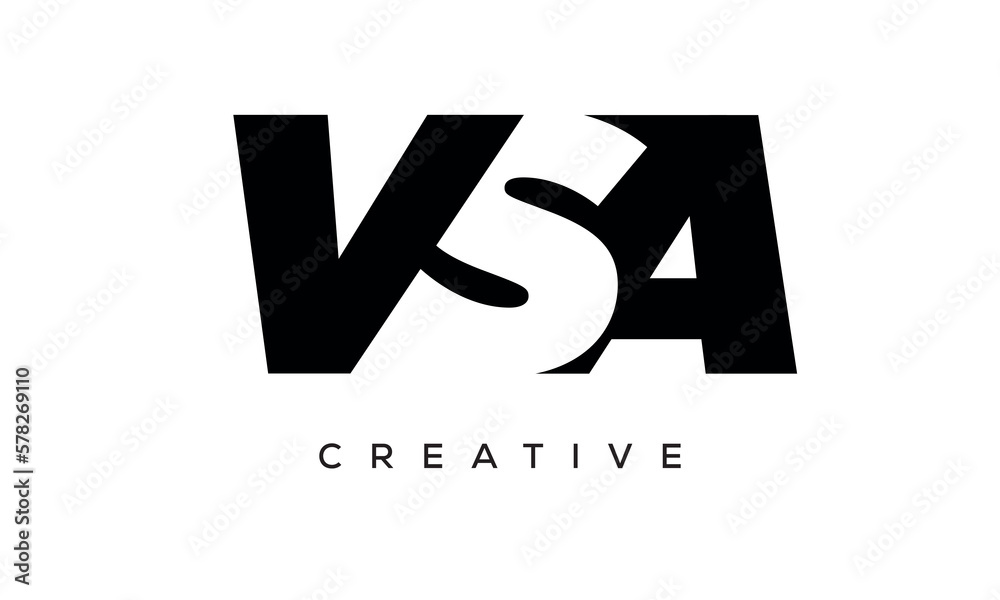 VSA letters negative space logo design. creative typography monogram ...