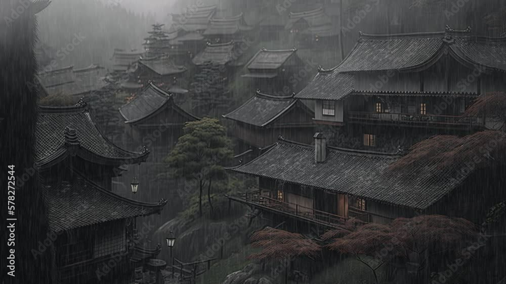 Virtual Japanese Village Background, Concept Art, Digital Illustration ...
