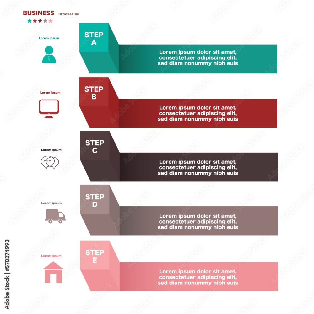 Business process graph, step to success diagram and chart illustration ...