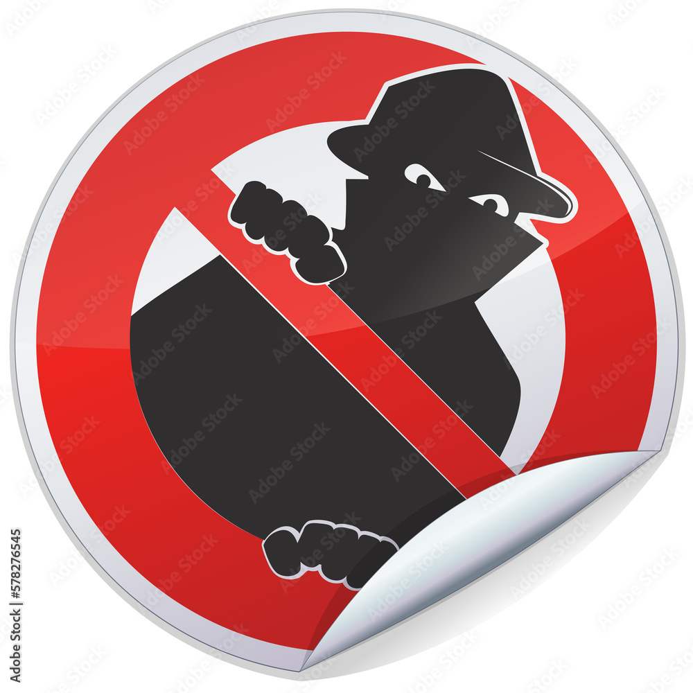 Sticker with the red circular symbol with a crossed out criminal ...