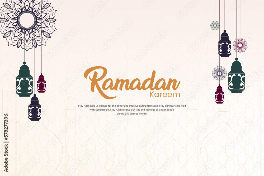 Islamic Ramadan soft color background with lantern ornament Stock ...
