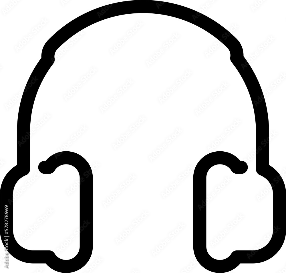 Headphone icon in png. Linear headset icon in black. Earphone symbol in ...