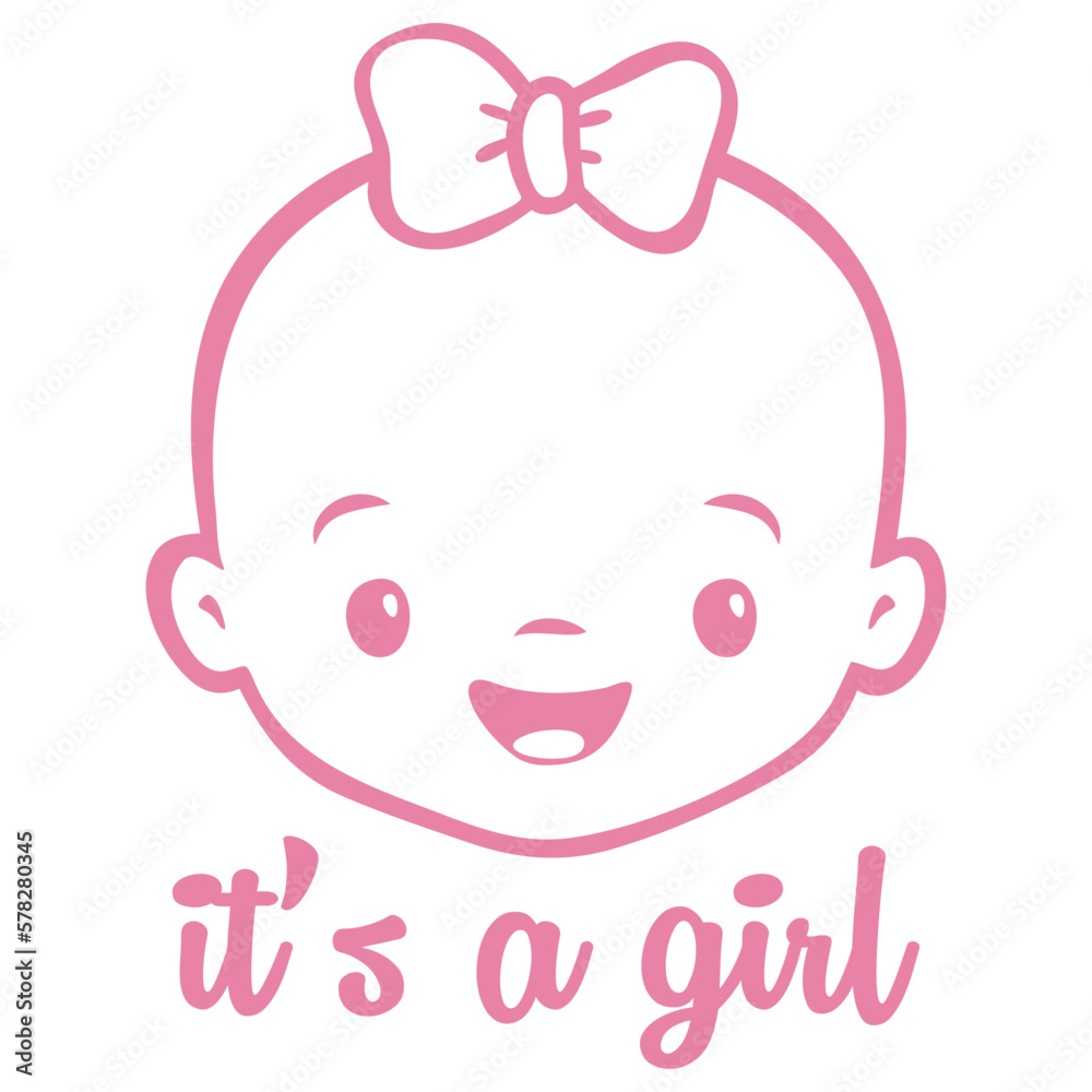 Anuncio de llegada de bebé niña. Letras mensaje it's a girl en texto ...