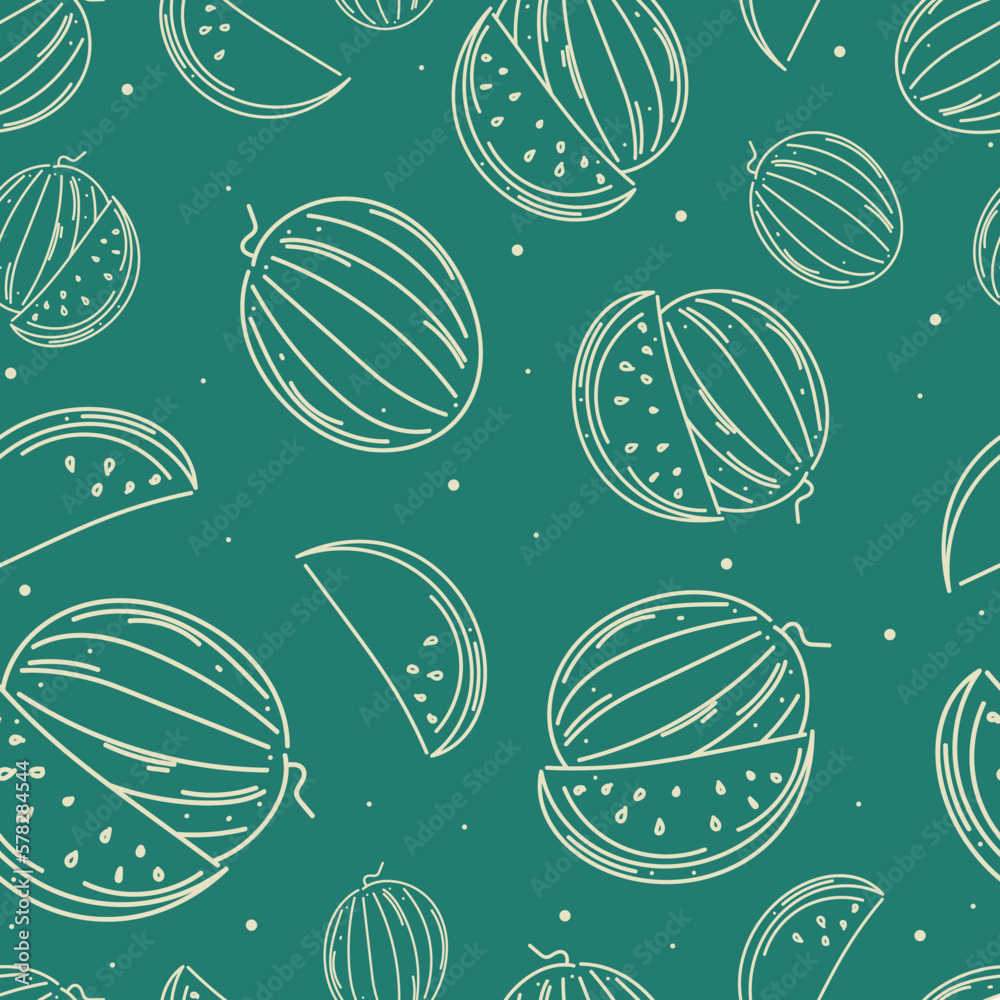 Seamless vector drawing with watermelons. Fruit sketch of watermelons ...