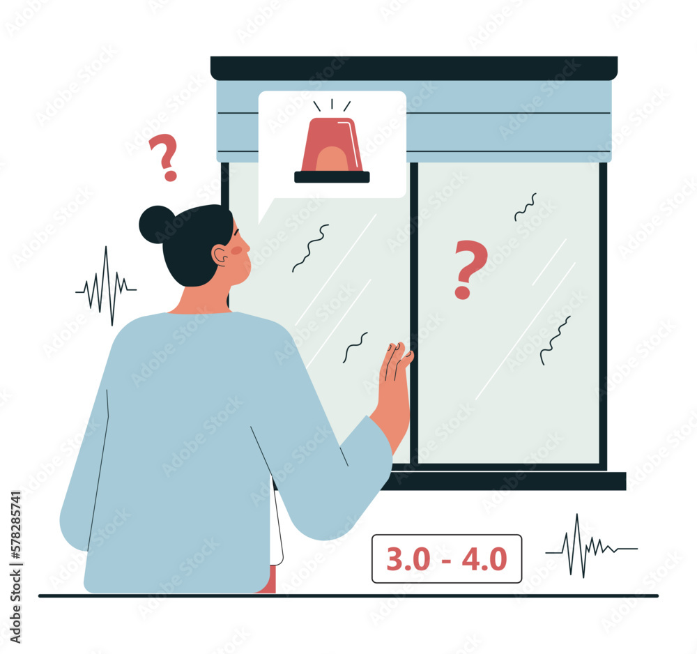 Poster Earthquake magnitude chart. Richter scale of natural disaster ...