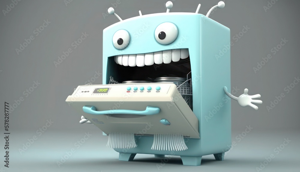 Cartoon dishwasher character, generative ai Stock Illustration | Adobe ...