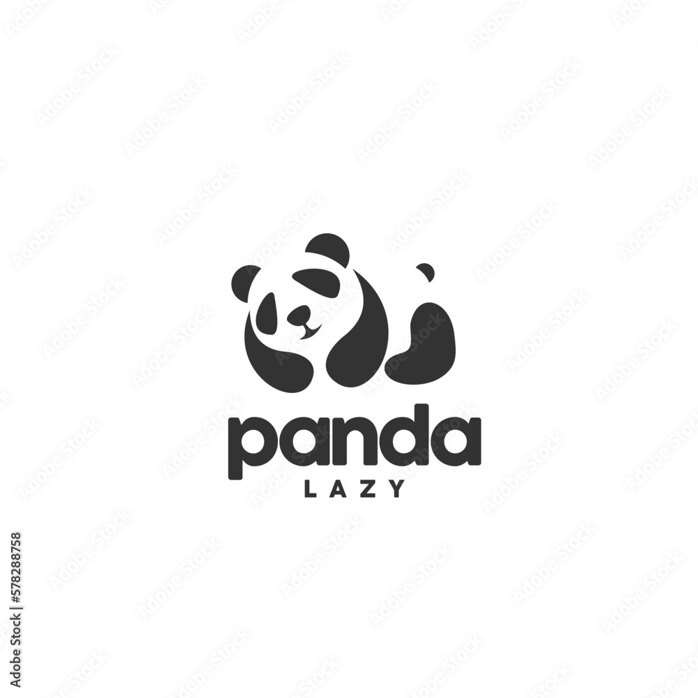 Cute lazy panda logo silhouette design inspiration Stock Vector | Adobe ...