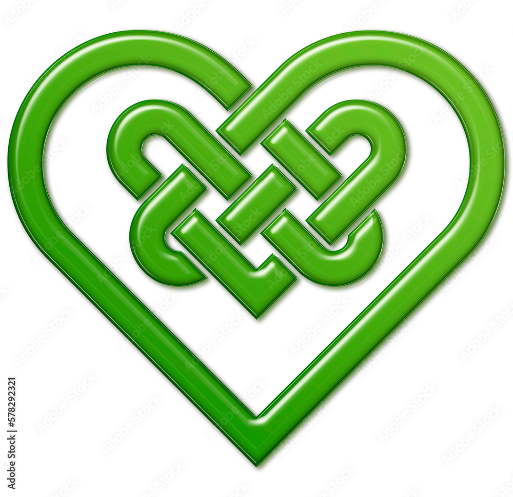 Celtic symbol, heart, Irish green. Symbol made with Celtic knots to use ...