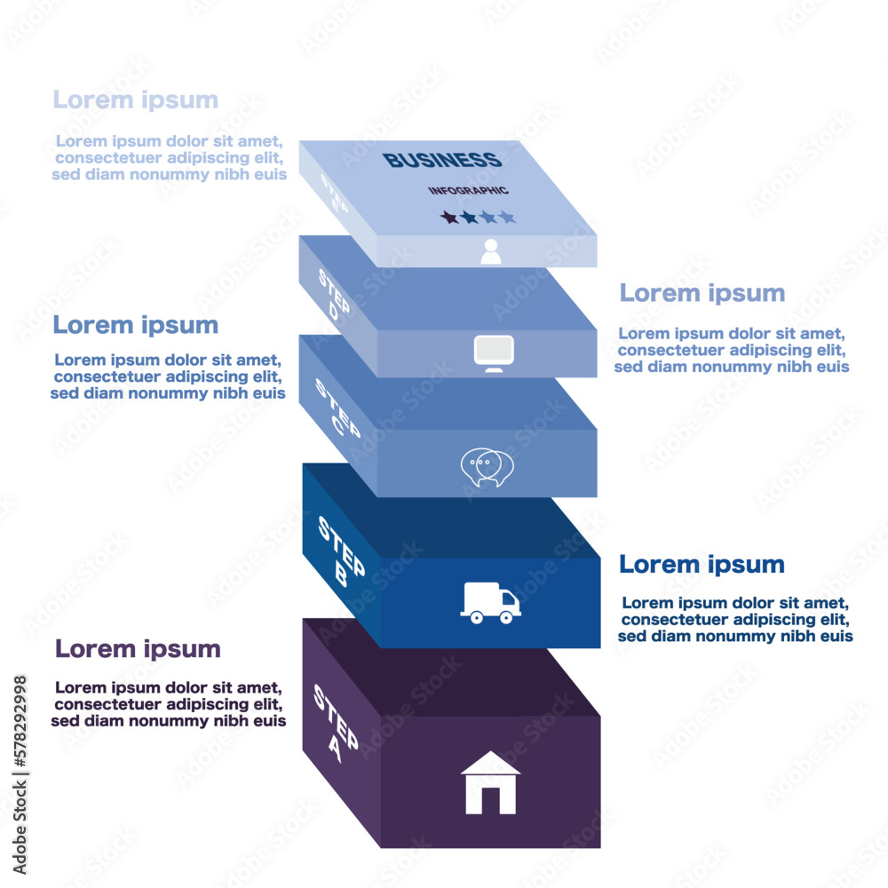 Business process graph, step to success diagram and chart illustration ...