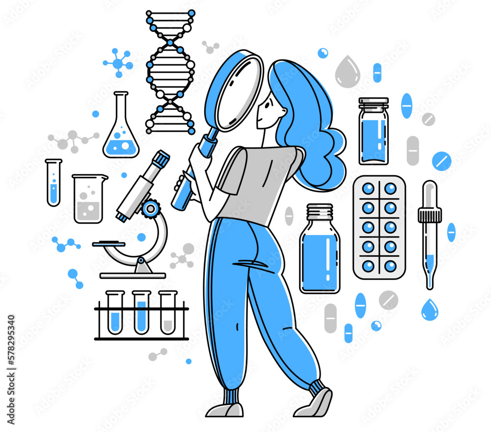 Vetor de Pharma research to create new drugs, vaccines or other ...